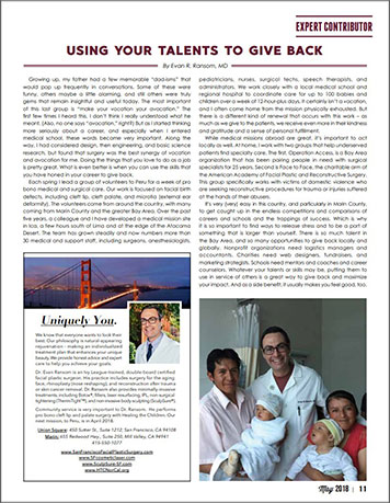 Dr. Ransom in the “Belvedere-Tiburon Magazine” | Ransom/MD